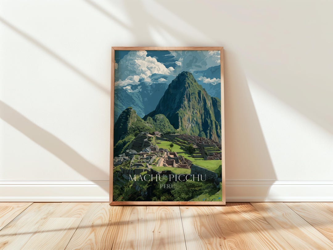 Machu Picchu Peru Travel Poster, Andes Mountain Landscape Print, Inca ...