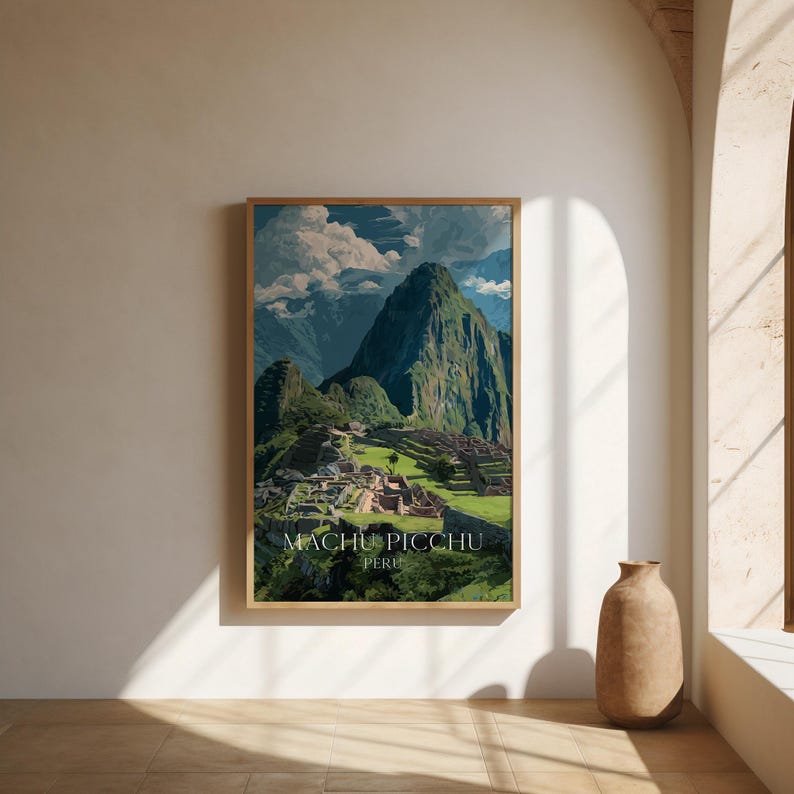 Machu Picchu Peru Travel Poster, Andes Mountain Landscape Print, Inca ...