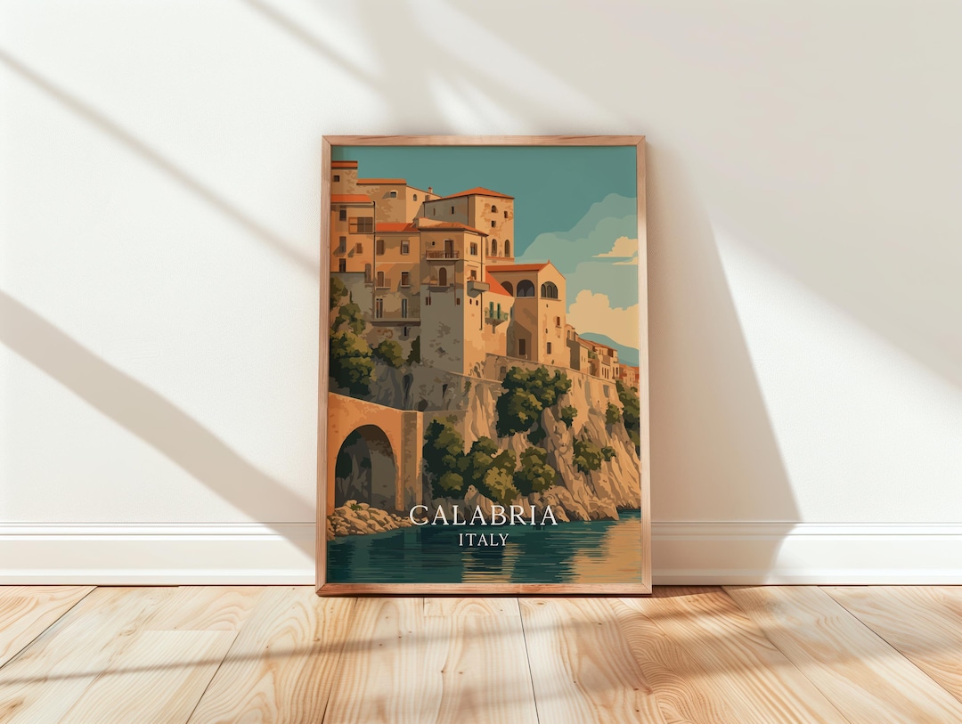 Calabria Italy Travel Poster, Southern Italy Coastal Wall Art, Europe ...