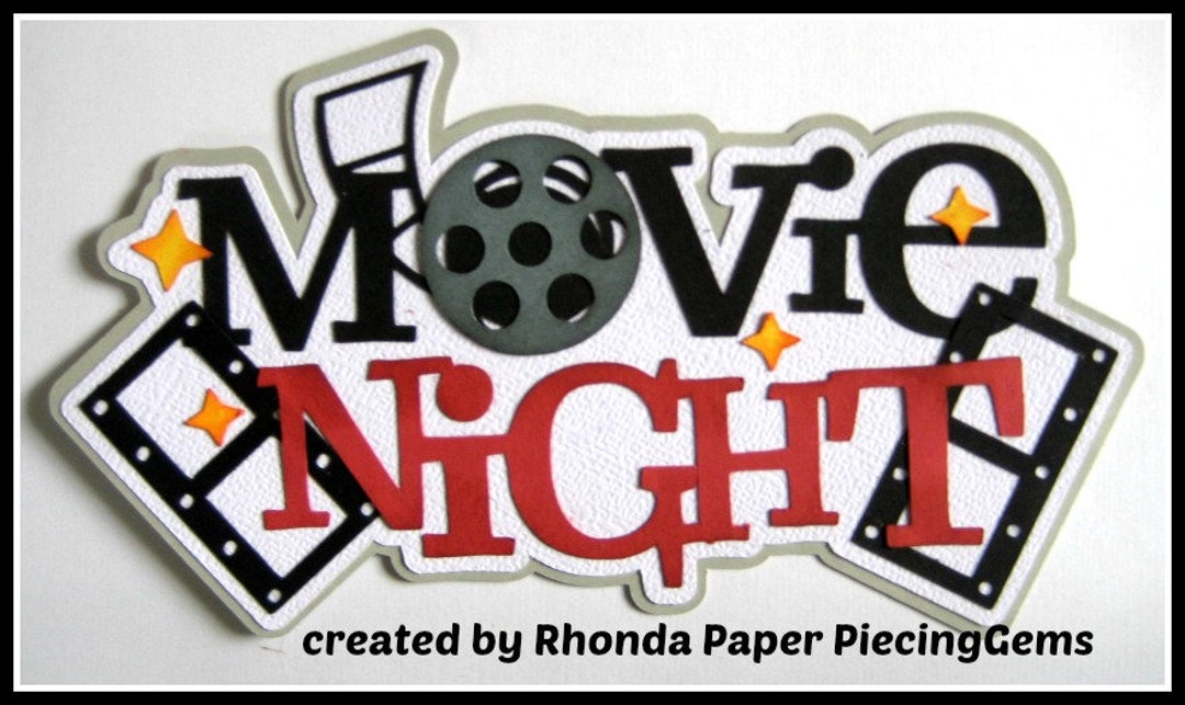 Movie Night Title Paper Piecing for Premade Scrapbook Page Album or ...