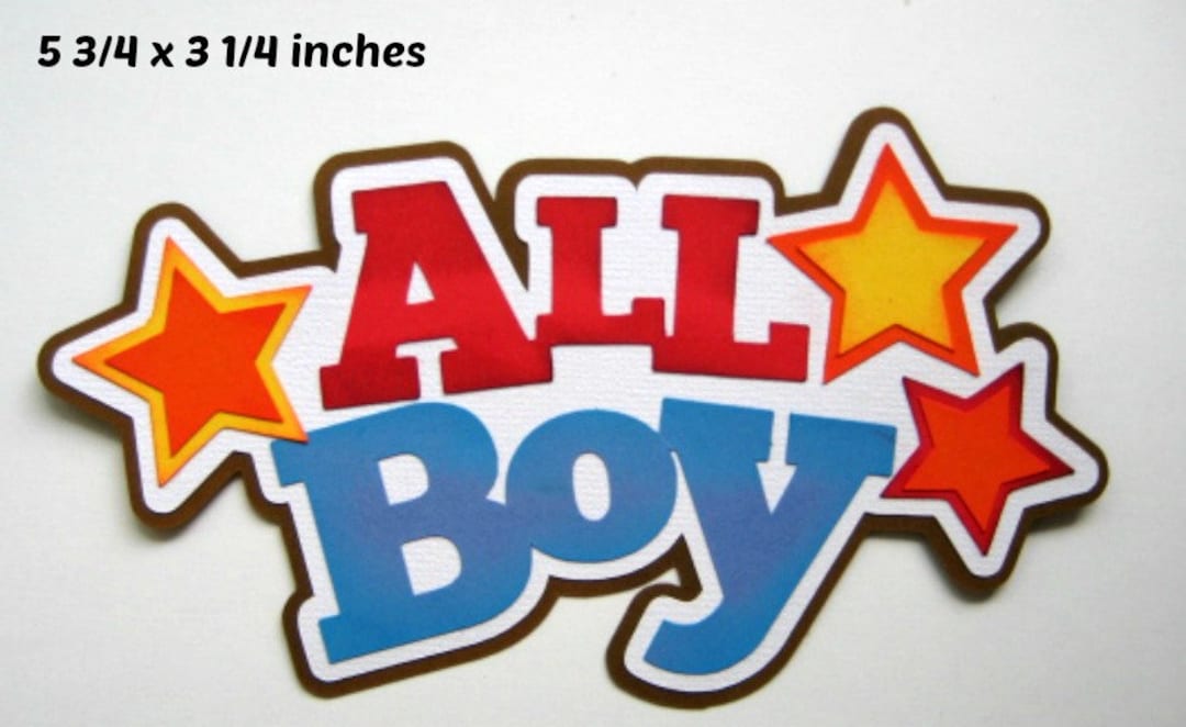 ALL BOY Title 3D Die Cut Paper Piecing for Premade Scrapbook Page Album ...