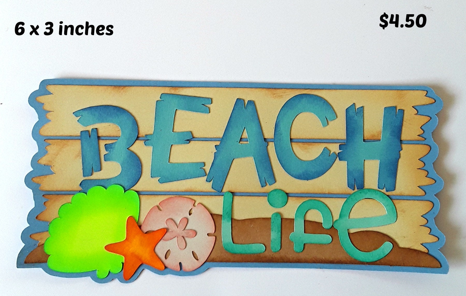 BEACH LIFE TITLE Boy Girl Summer Paper Piecing 3D Die Cut for Premade ...