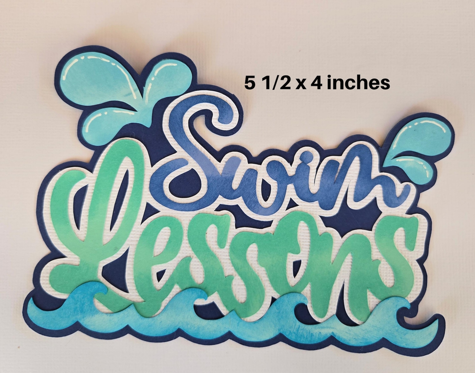 SWIM LESSON TITLE Paper Piecing 3D Die Cut for Premade Scrapbook Page ...