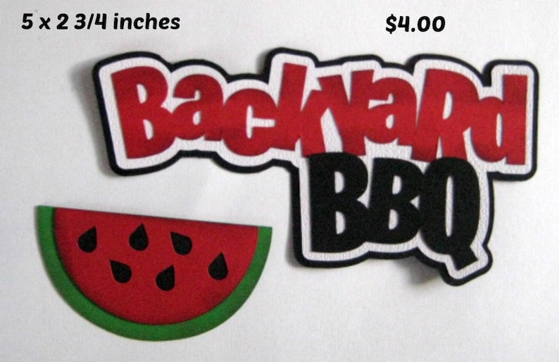 Backyard BBQ Title Summer Boy Girl Paper Piecing for Premade Scrapbook ...