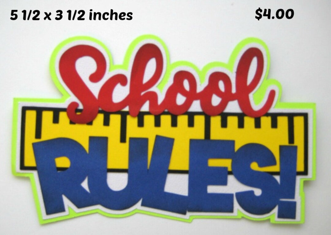 SCHOOL RULES Title School Boy Girl Paper Piecing Scrapbook Page Die Cut ...