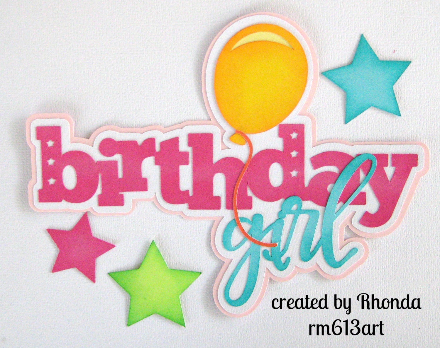 Birthday Girl Paper Piecing Title Premade Scrapbook Page Title by ...