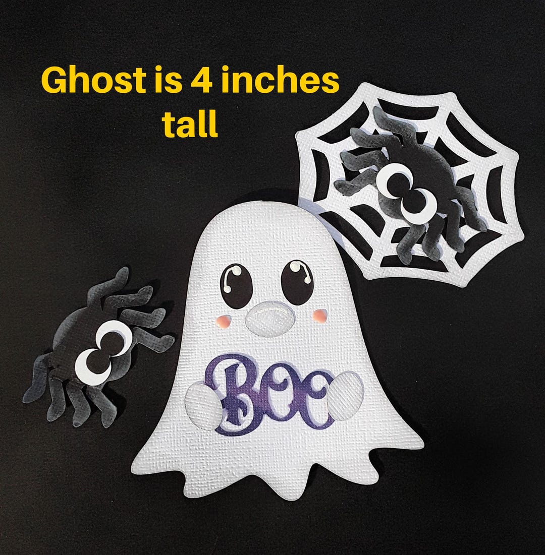 GHOST W / SPIDERS HALLOWEEN 3D Die Cut Paper Piecing Set for Premade ...
