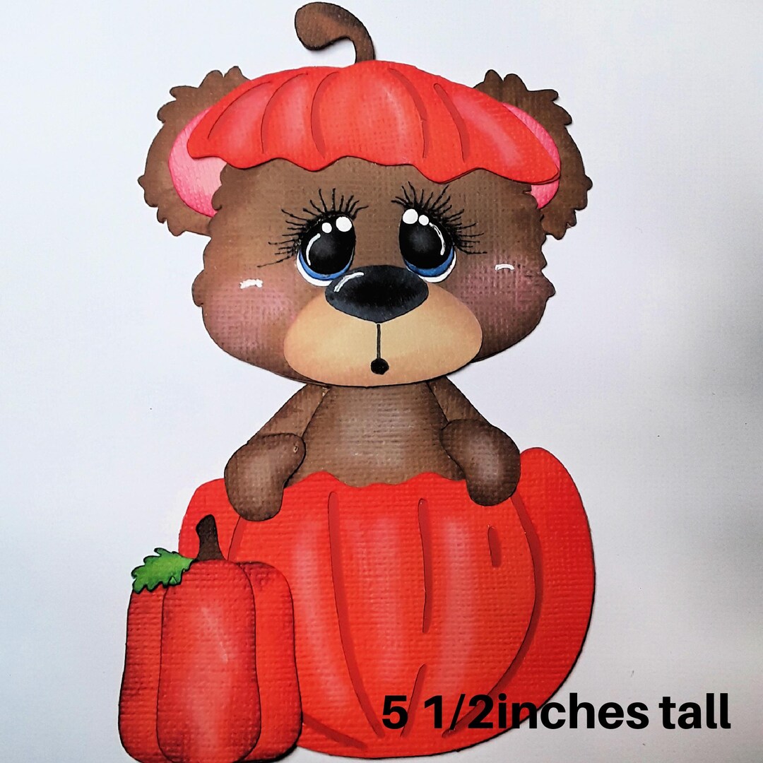 FALL BEAR in PUMPKIN Boy/girl Paper Piecing 3D Die Cut for Premade ...