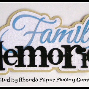 Family Memories Blue Title Paper Piecing for Premade Scrapbook - Etsy