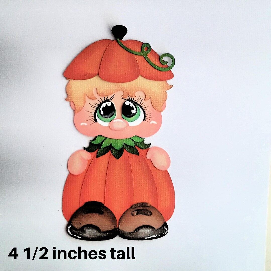 PUMPKIN BOY Blonde Hair Paper Piecing 3D Die Cut for Premade Scrapbook ...