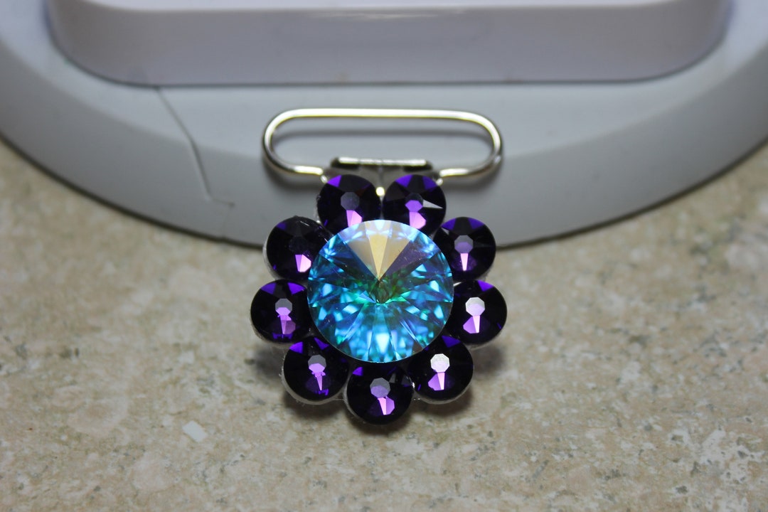 Irish Dance Card Clip - AB Rivoli With Purple Velvet Crystals - Etsy