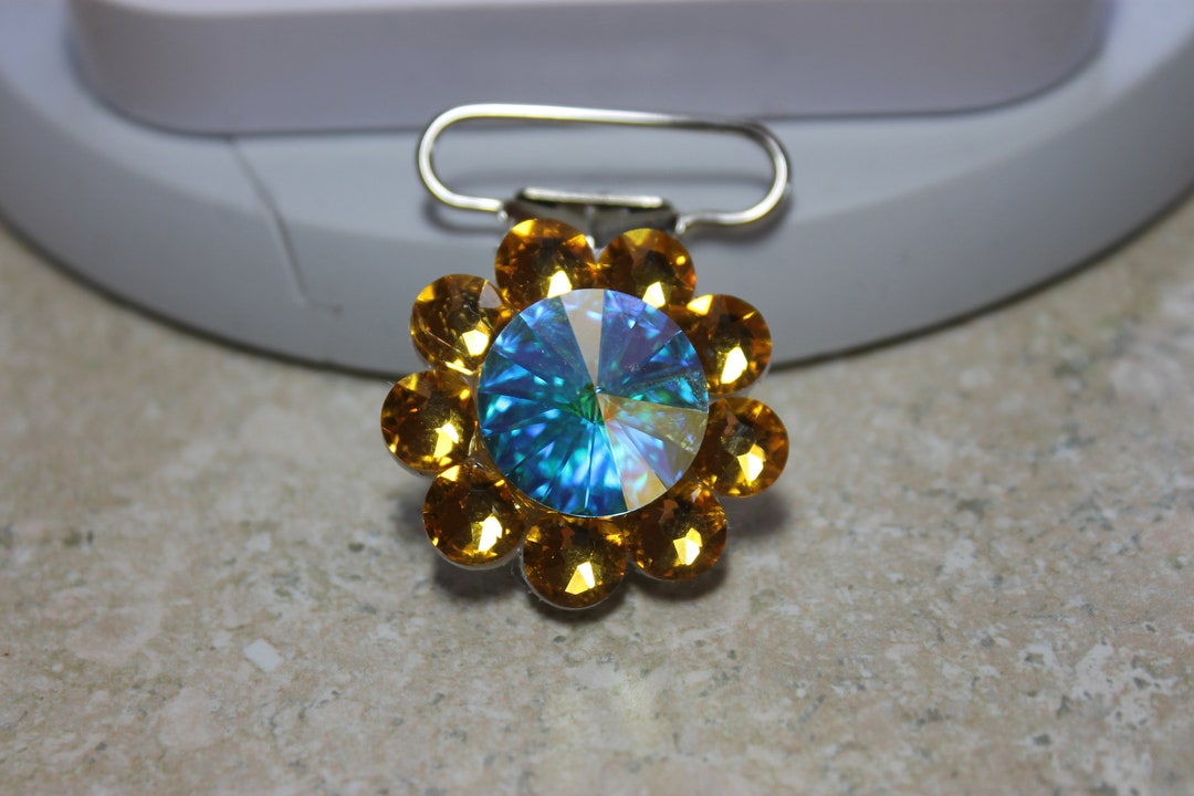 Irish Dance Card Clip - AB Rivoli With Sunflower Crystals - Etsy