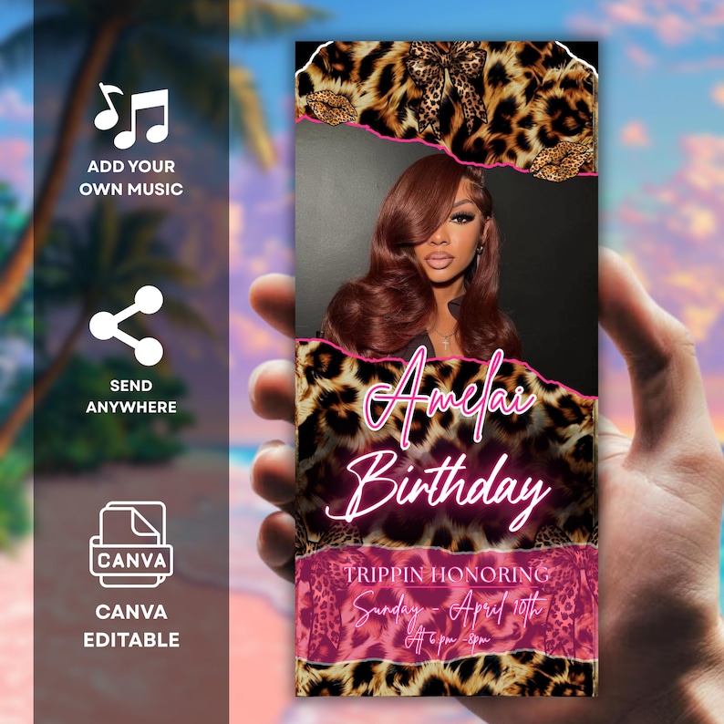 Birthday Template, Trip Animated Vacation Itinerary, Pink Leopard ...