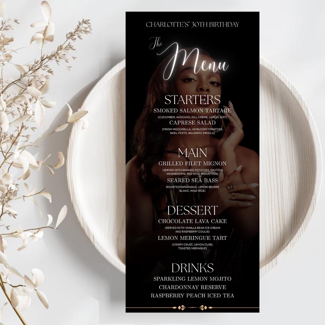 Birthday Menu Template, Birthday Dinner Party Menu, Birthday Table Menu ...