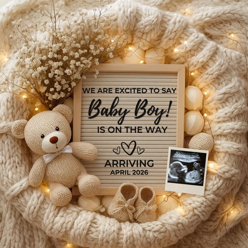 Neutral Pregnancy Announcement Template, Digital Baby Announcement ...