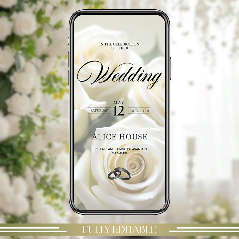 Animated Wedding Evite, Custom Wedding Digital Invitation, Editable ...
