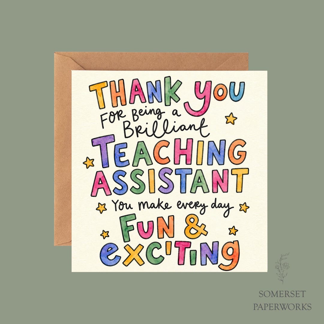Teaching Assistant Cards - Various Designs - Etsy UK