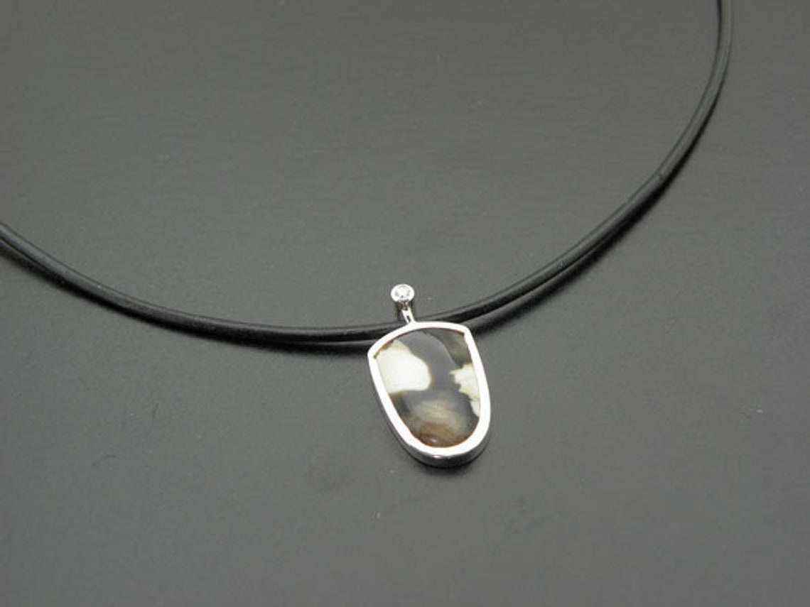 Jasper Diamond Pendant in Silver - Etsy