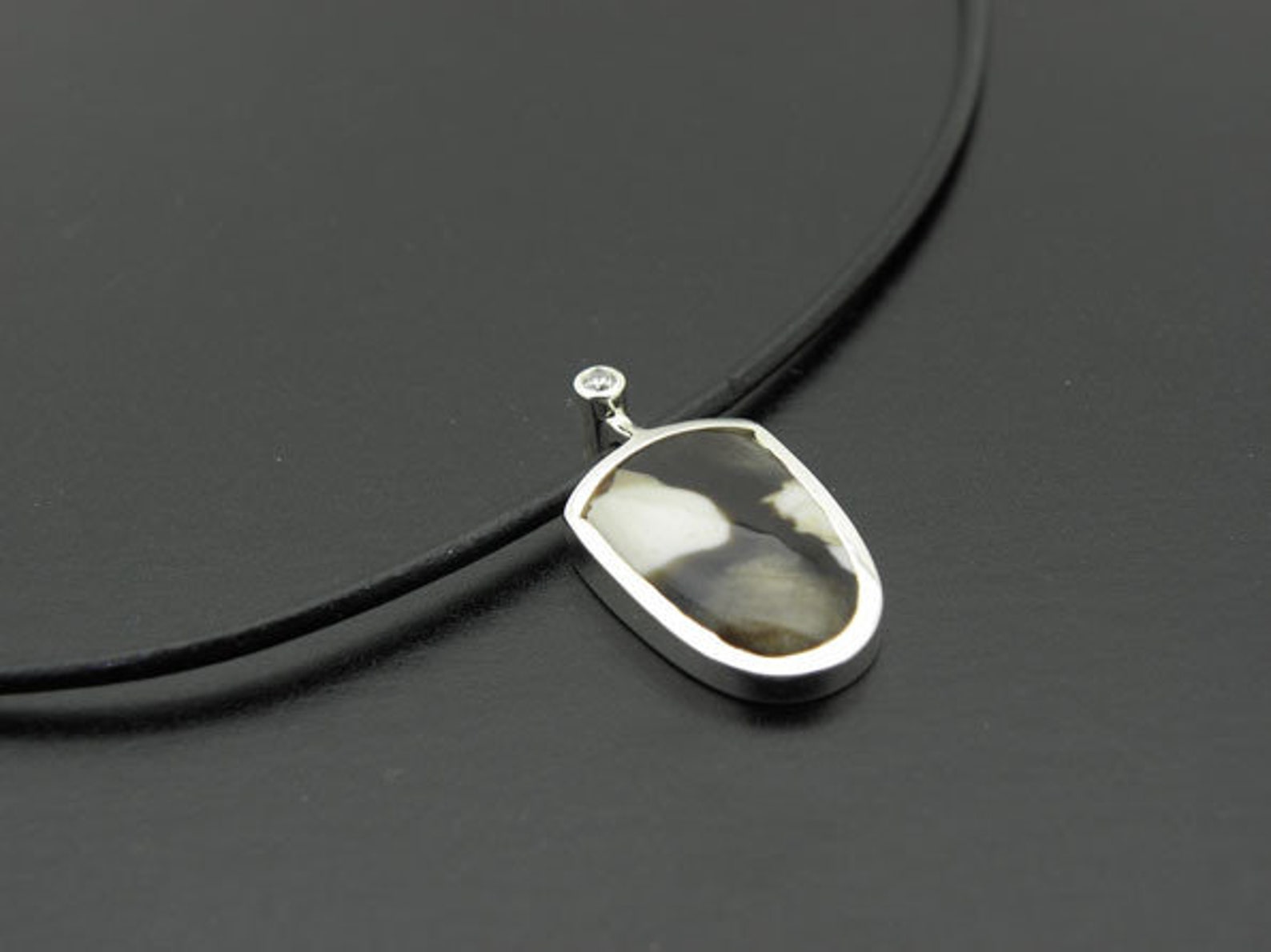 Jasper Diamond Pendant in Silver - Etsy