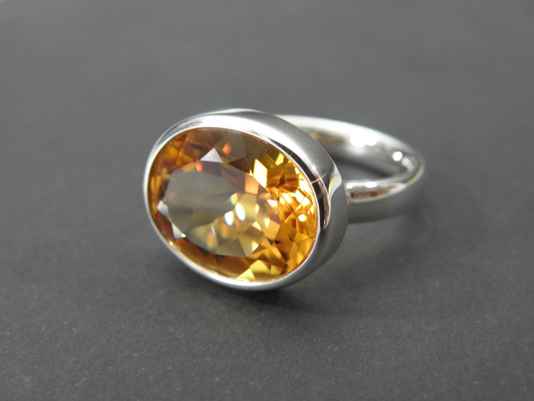 Citrine Sterling Silver Ring - Etsy