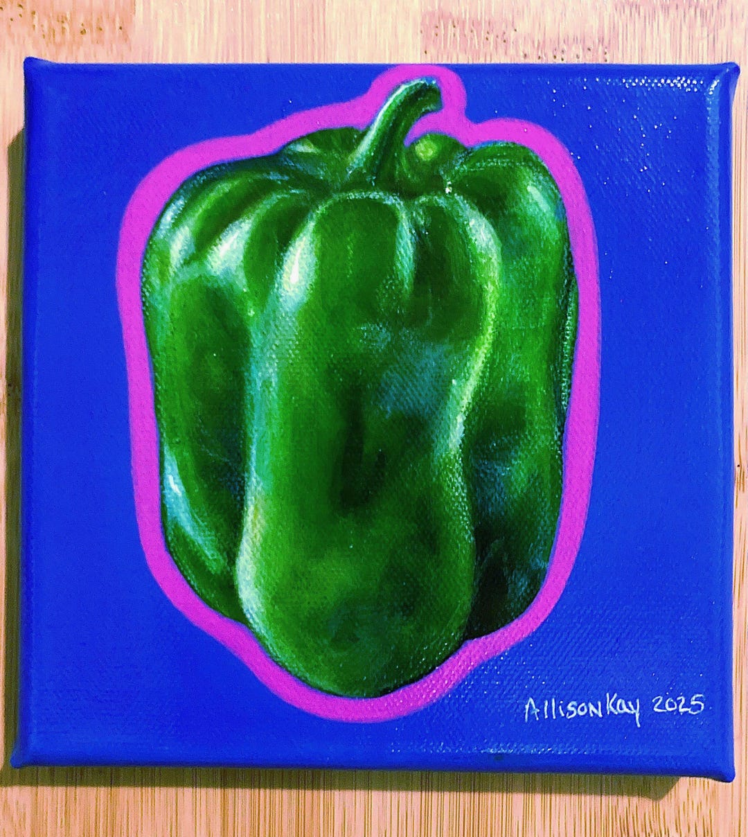 Green Bell Pepper Painting: 6x6 Acrylic Kitchen Wall Art - Etsy