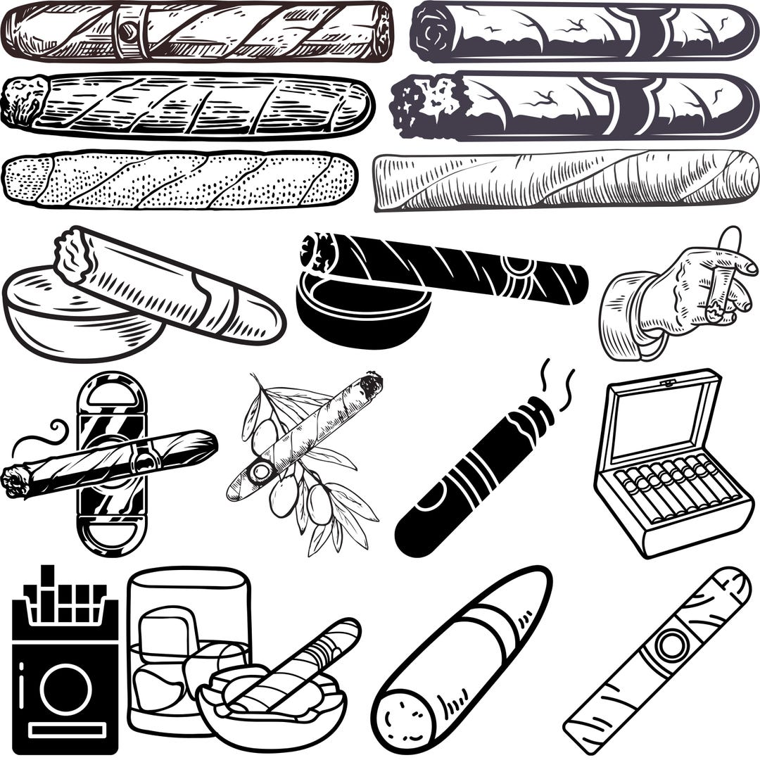 Cigar Svg Bundle, Cigar Decal, Smoking Cigar Silhouette. Cigar Clipart ...