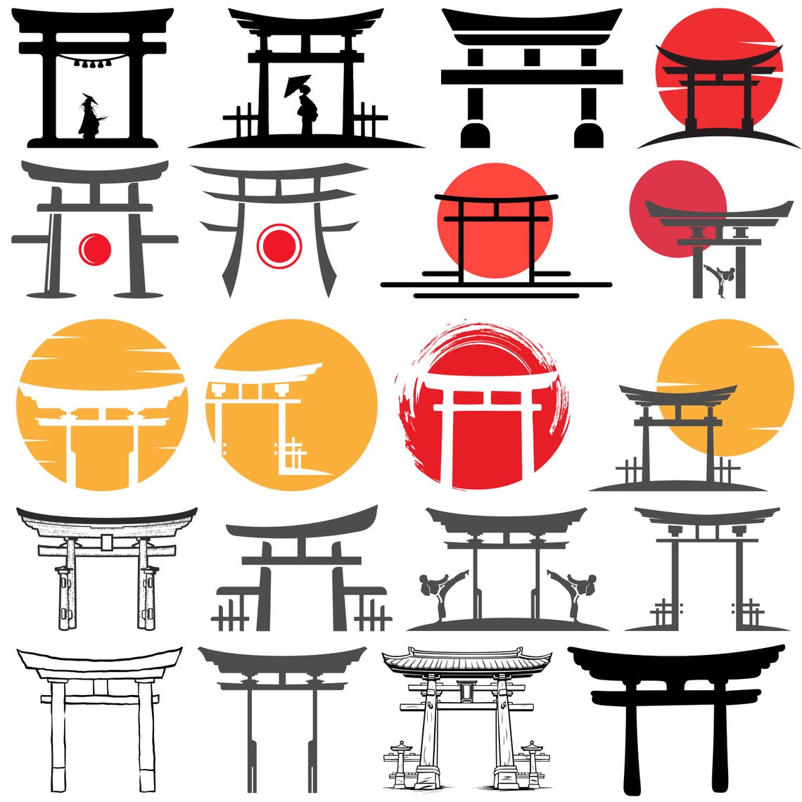 Torii Gate SVG Bundle, Japanese Vector Clipart (digital Download) - Etsy