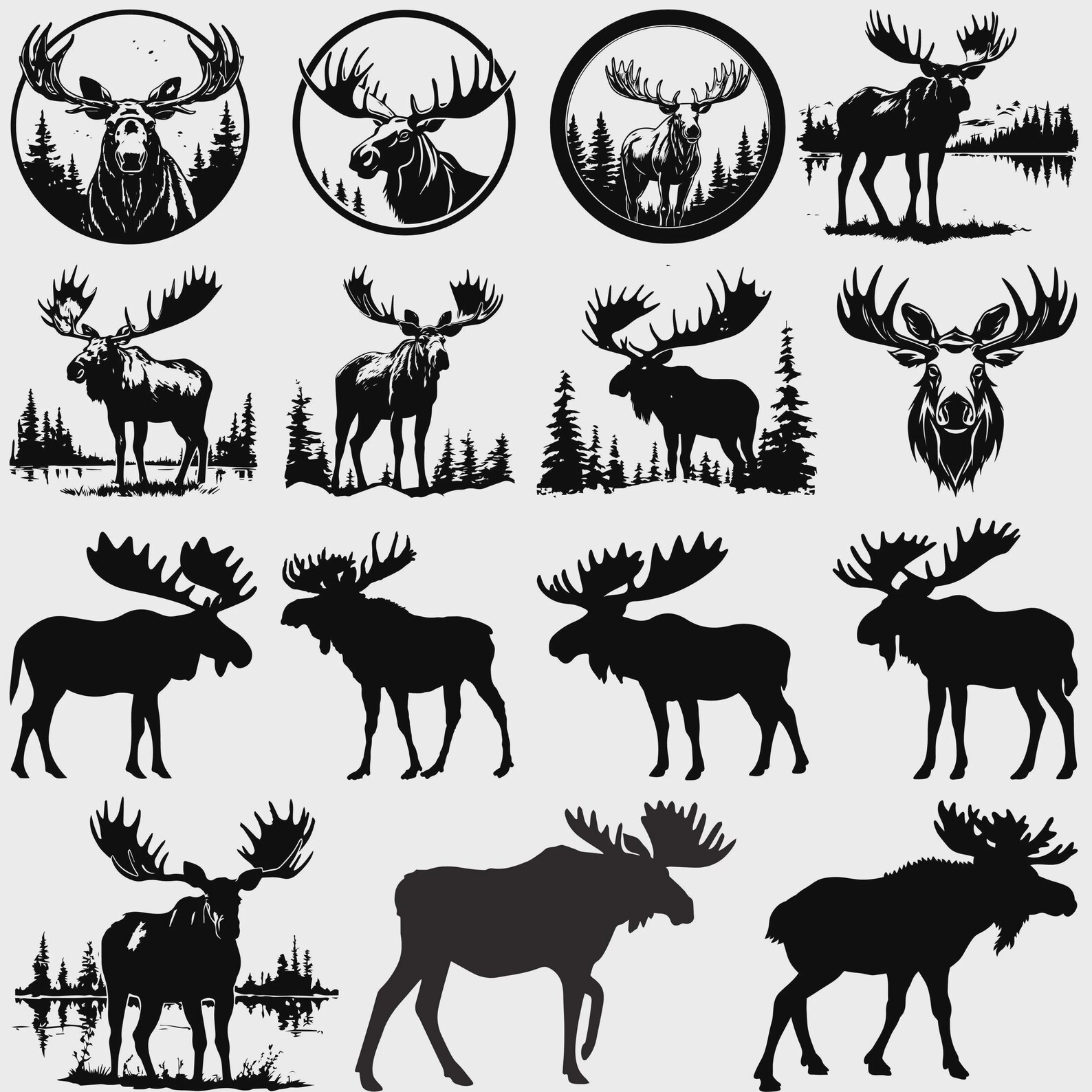 MOOSE SVG Bundle, Moose Cut Files for Cricut, Moose Head, Moose Clipart ...