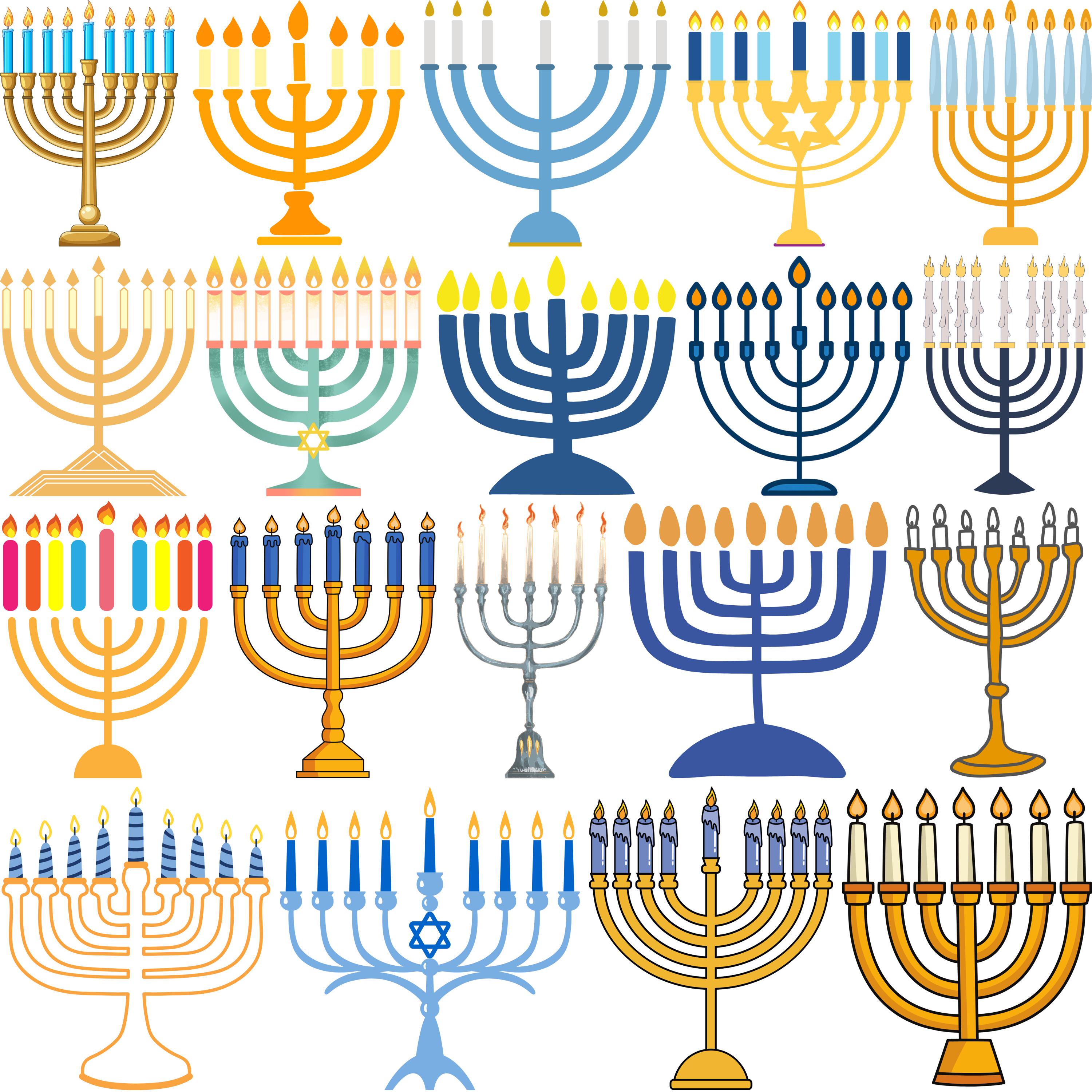 Menorah SVG Bundle: Hanukkah Candelabra Vector Clipart (digital ...