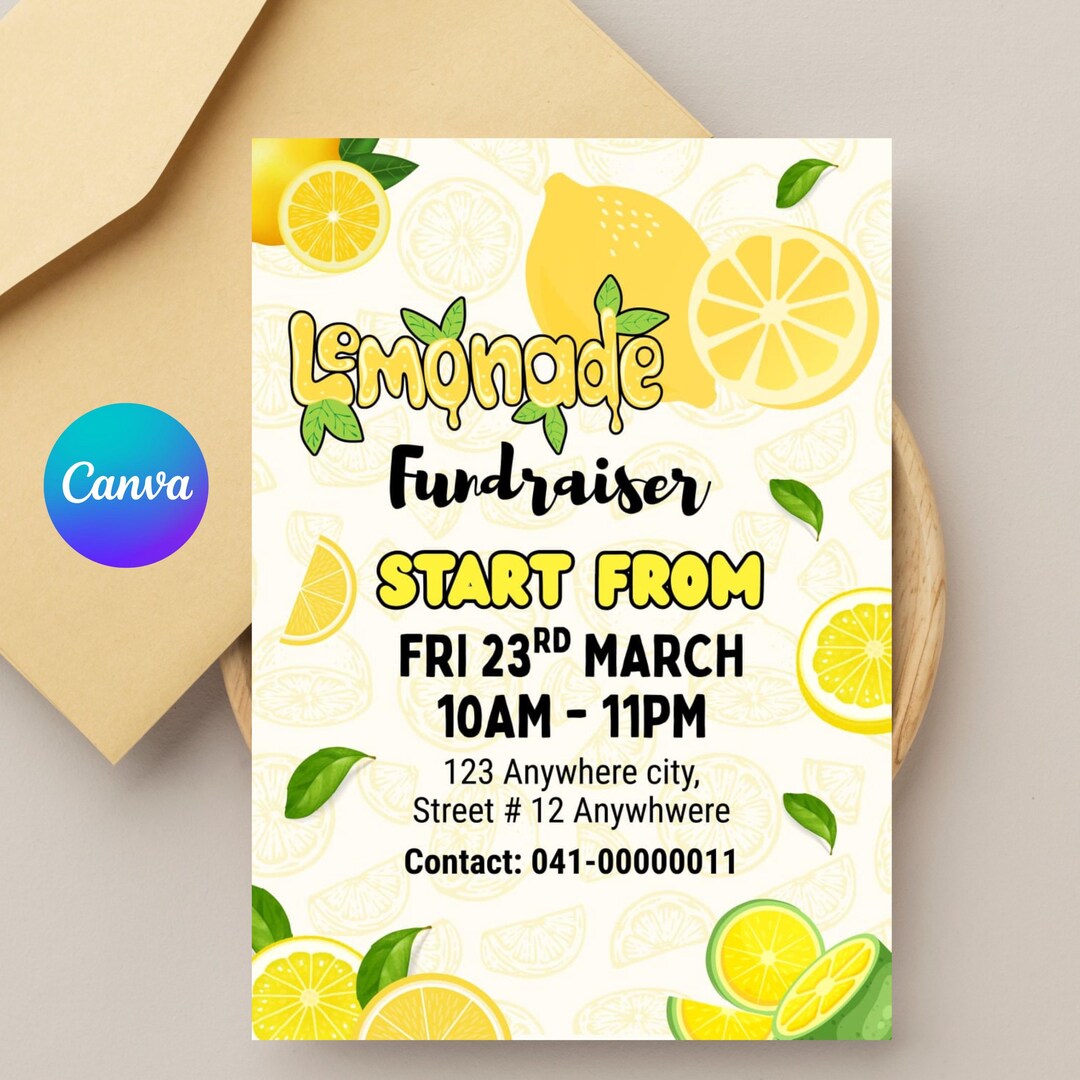 Lemonade Stand Flyer Template: Editable Summer Fundraiser Poster (canva ...