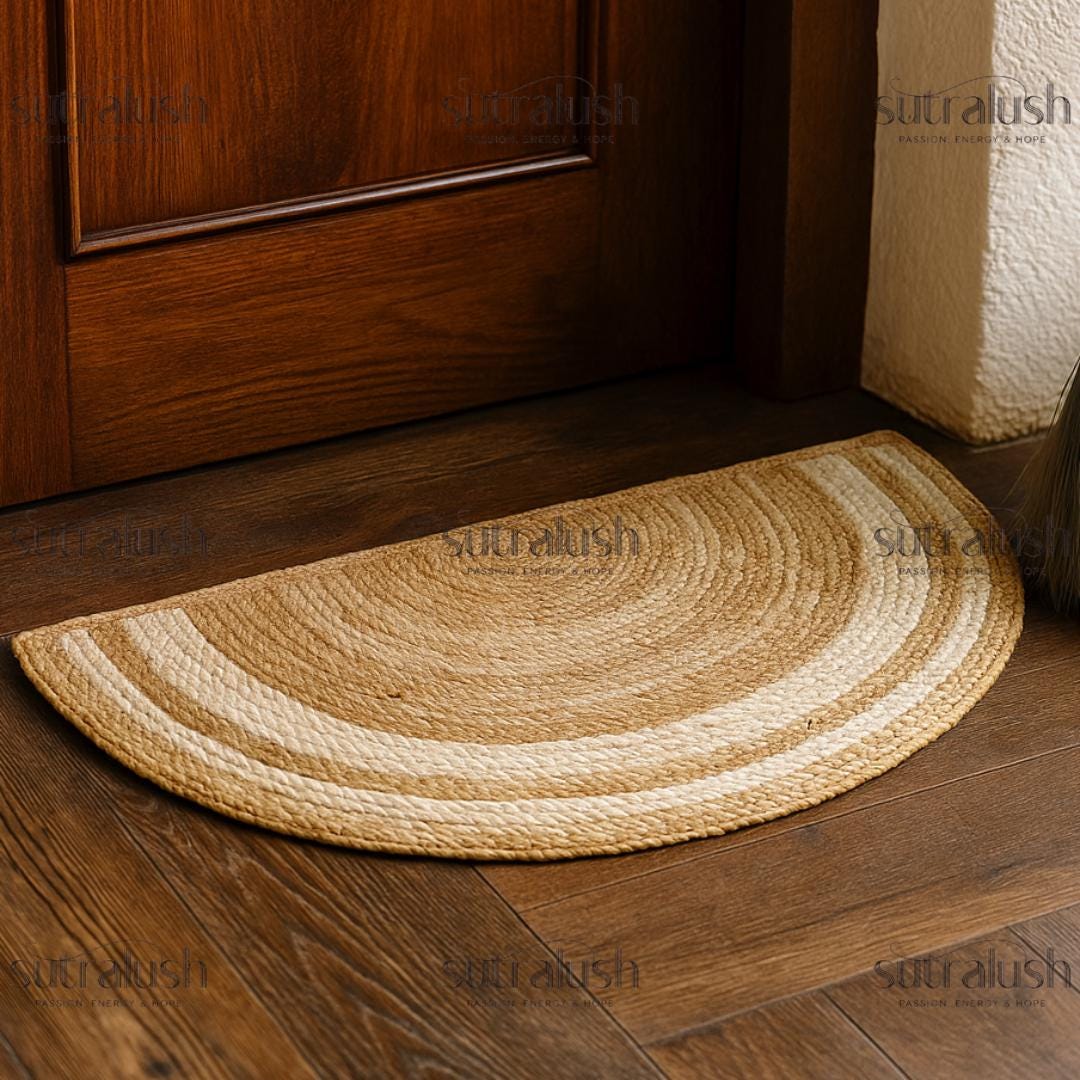 Buy Handwoven Jute Half Circle Doormat for Boho Entryways Online in ...