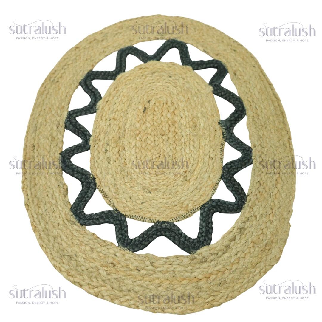Buy Handwoven Jute Rope Doormat: Oval Zigzag Accent, Reversible ...