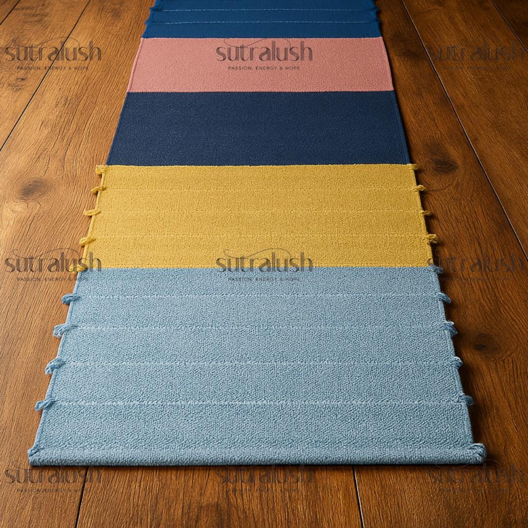 Buy Handwoven 2x6 Ft Cotton Yoga Mat Rug: Eco-friendly Multi-color ...
