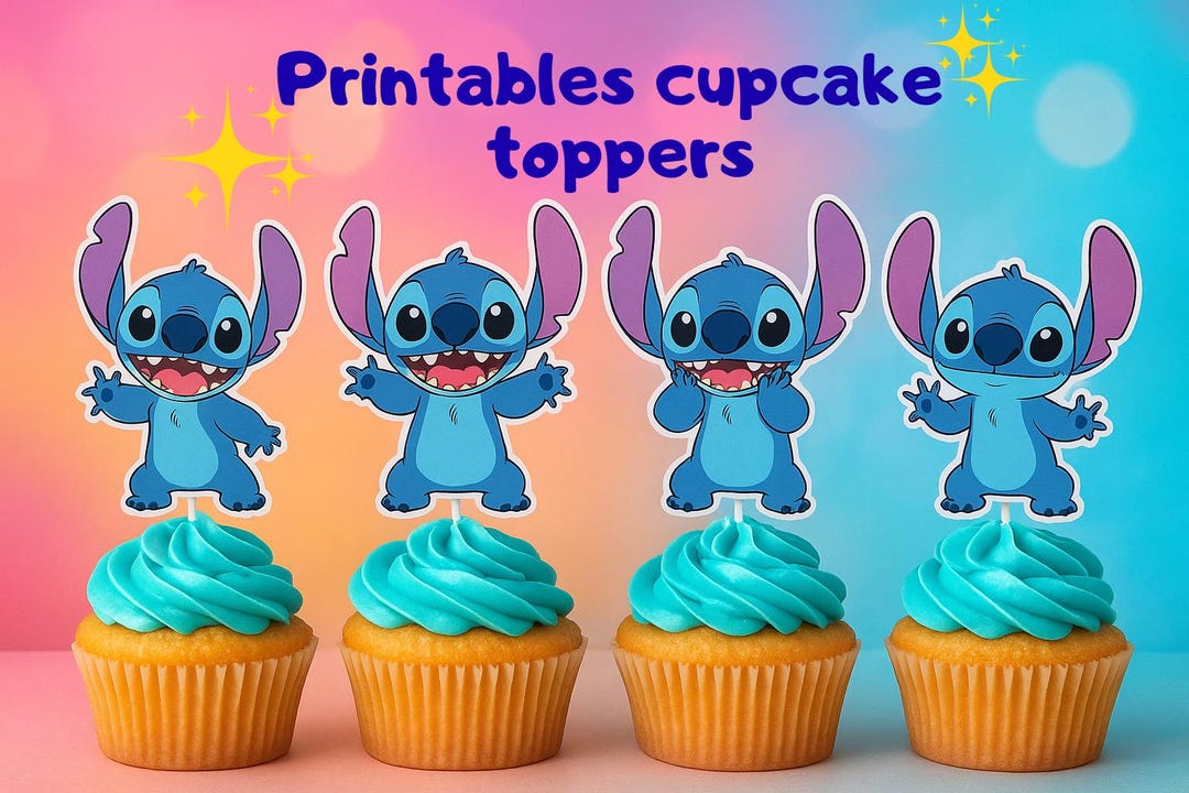 Printable Stitch Cupcake Toppers, Digital Download, Stitch Cupcakes ...