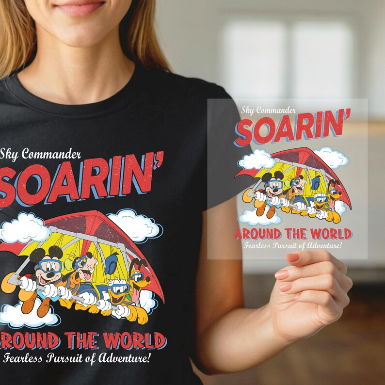 Vintage Mickey & Friends Soarin' Around the World Dtf, Disney Ride ...