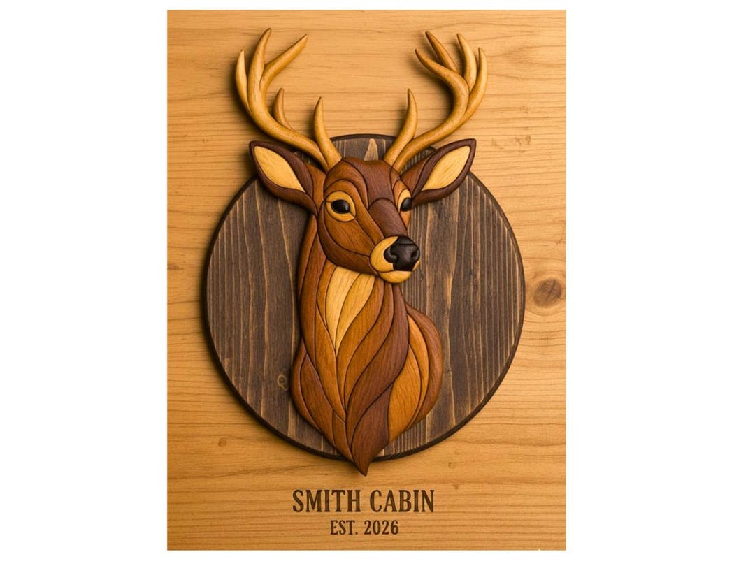 Deer Intarsia Pattern, Scroll Saw CNC Laser Cut Template (PDF, SVG ...