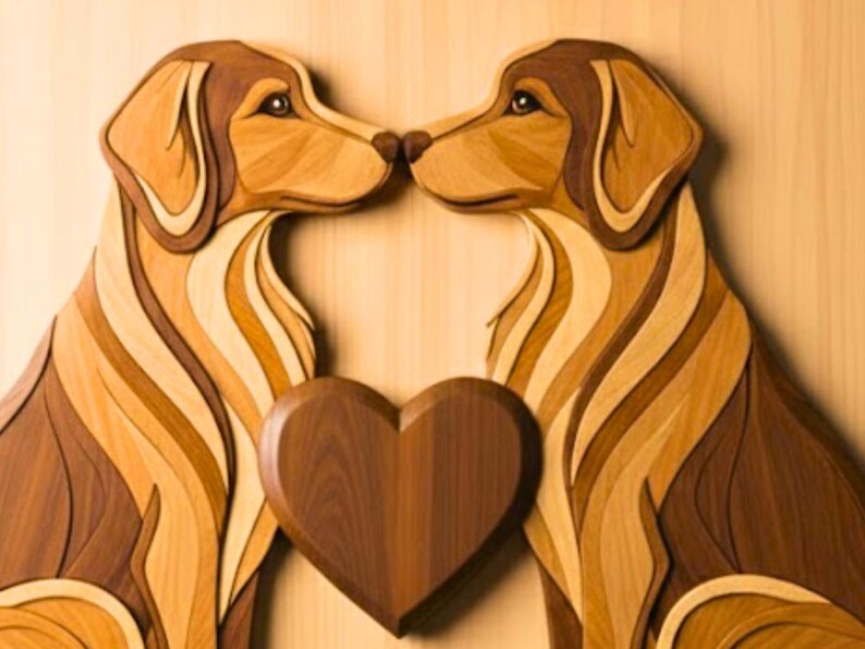Dog Couple Intarsia Pattern | Scroll Saw Wood Art (digital Download) - Etsy