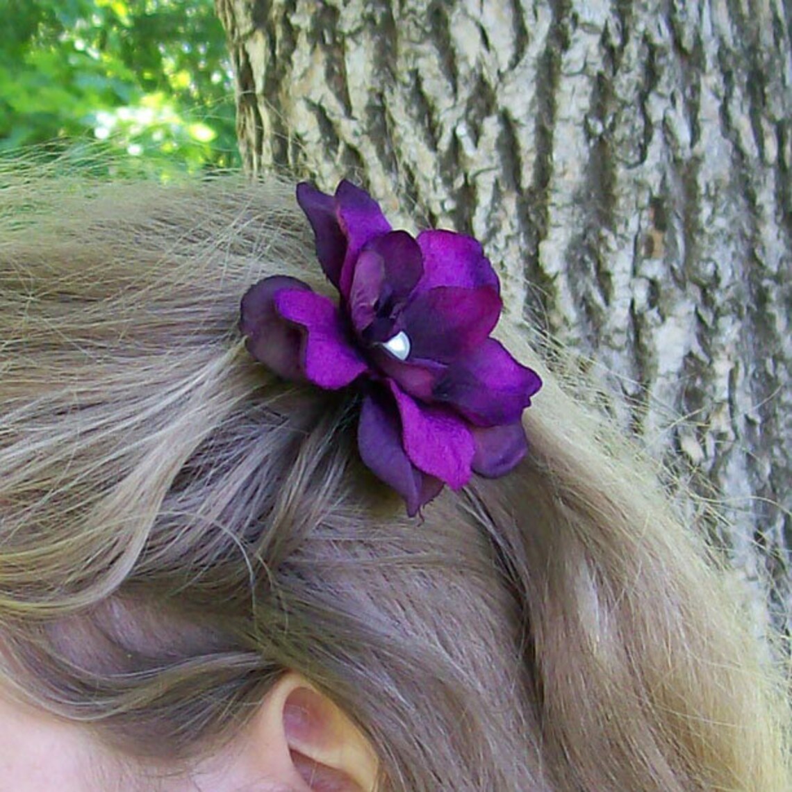 Dark Purple Flower Hair Pin Purple Wedding Hair Flower Etsy