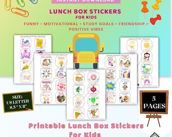 Printable Lunch Box Stickers for Kids | Funny • Motivational • School ...