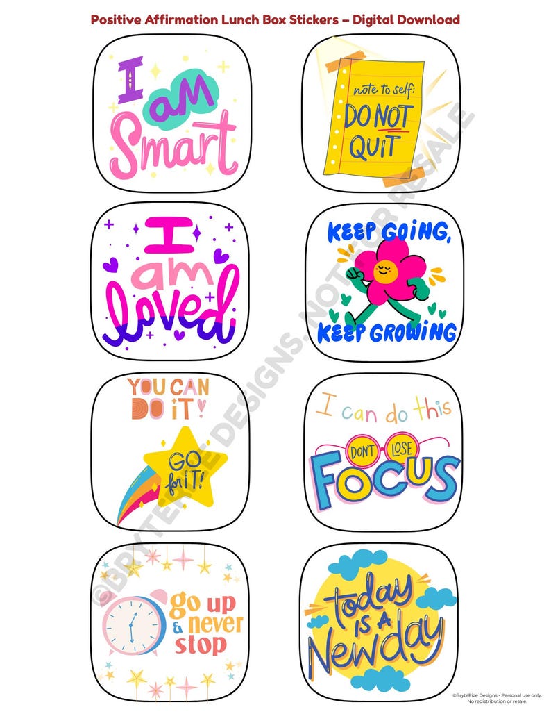 Printable Lunch Box Stickers for Kids | Funny • Motivational • School ...
