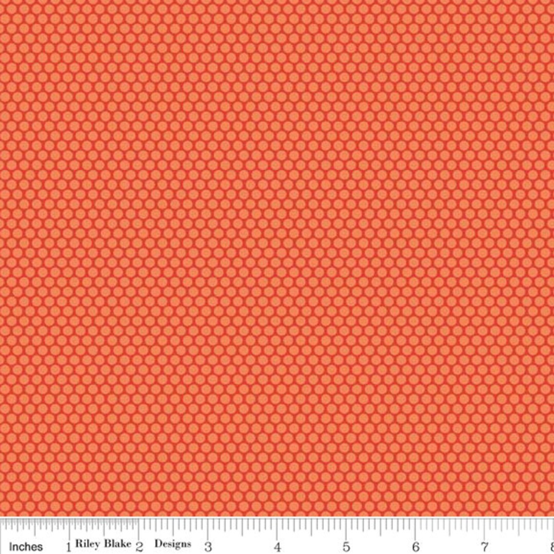 LAST PIECE Fat Quarter Scenic Route Dots in Orange, Deena Rutter, Riley ...