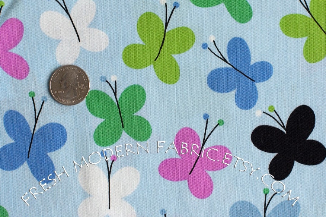 LAST PIECE Half Yard Griffith Butterfly in Blue, Griffith Park, in the ...