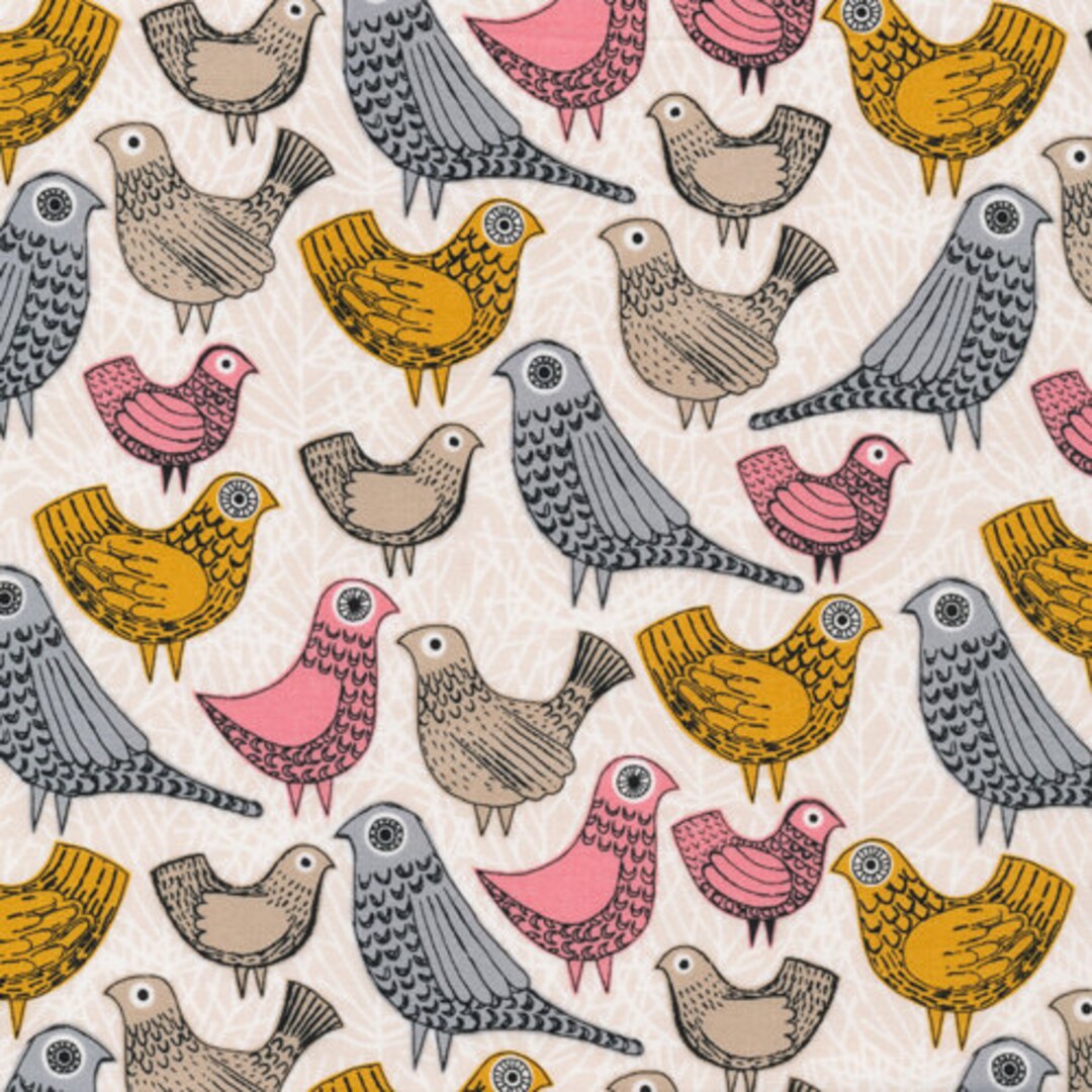 LAST PIECE Fat Quarter Bark and Branch Birdsong in Gold - Etsy