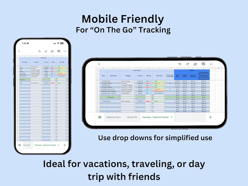 Shared Expenses Tracker & Expense Splitter Payment and Reimbursement Tracker Spreadsheet ...
