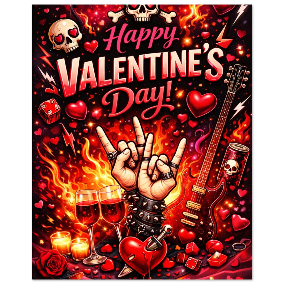 Rock and Roll Valentine's Day Poster - Edgy Home Bar Decor - Etsy