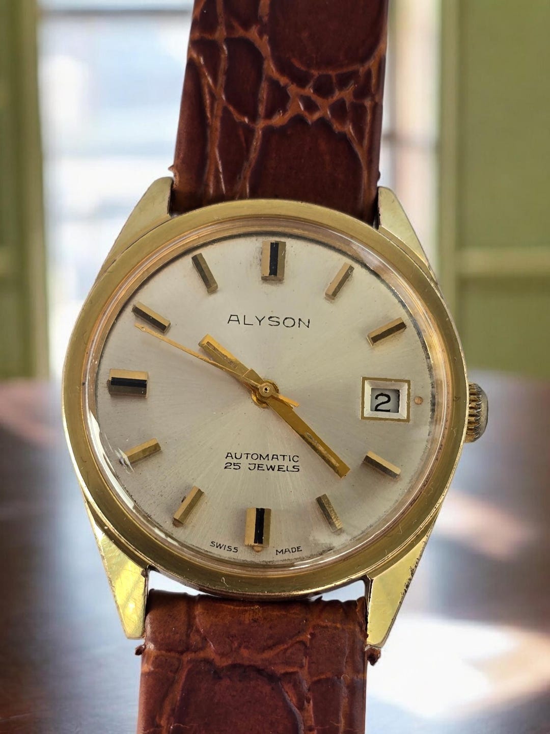 Vintage Alyson Automatic Watch, Gold-plated Swiss Made Men's Wristwatch ...
