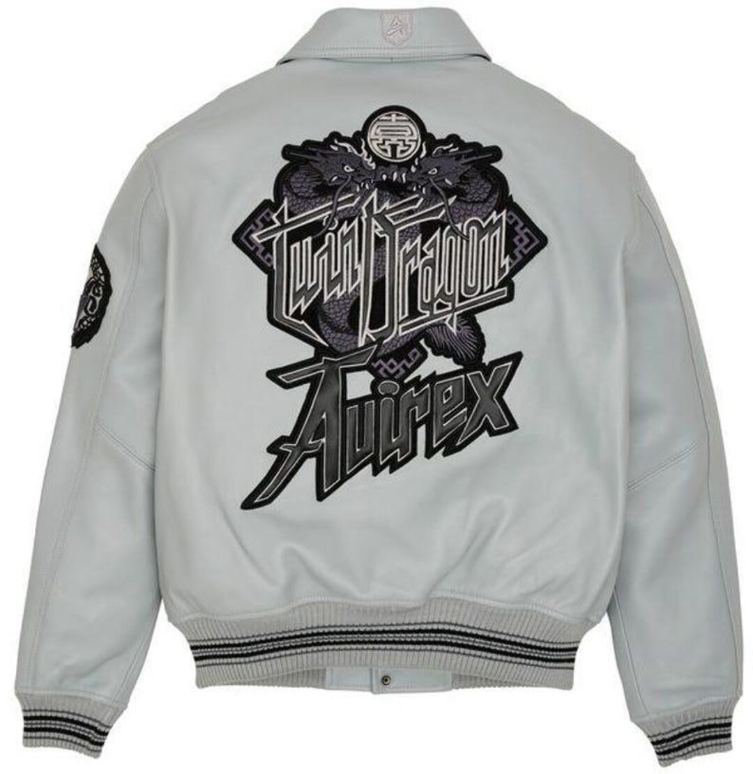 Men's Avirex Twin Dragon Motorcycle Jacket Handmade Real Cowhide ...