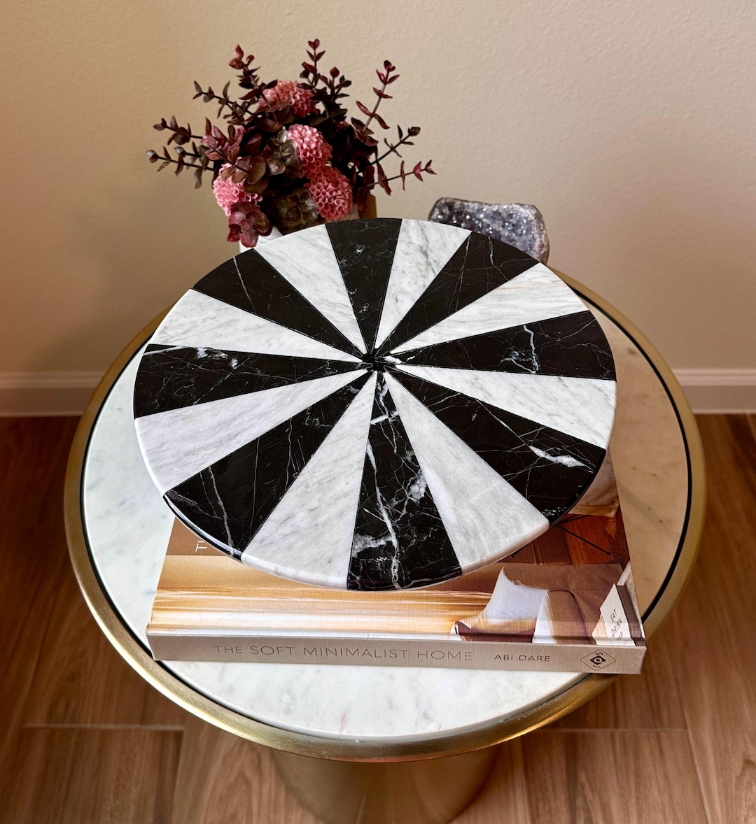Marble Cake Stand | Handcrafted Black & White Stone Dessert Display ...