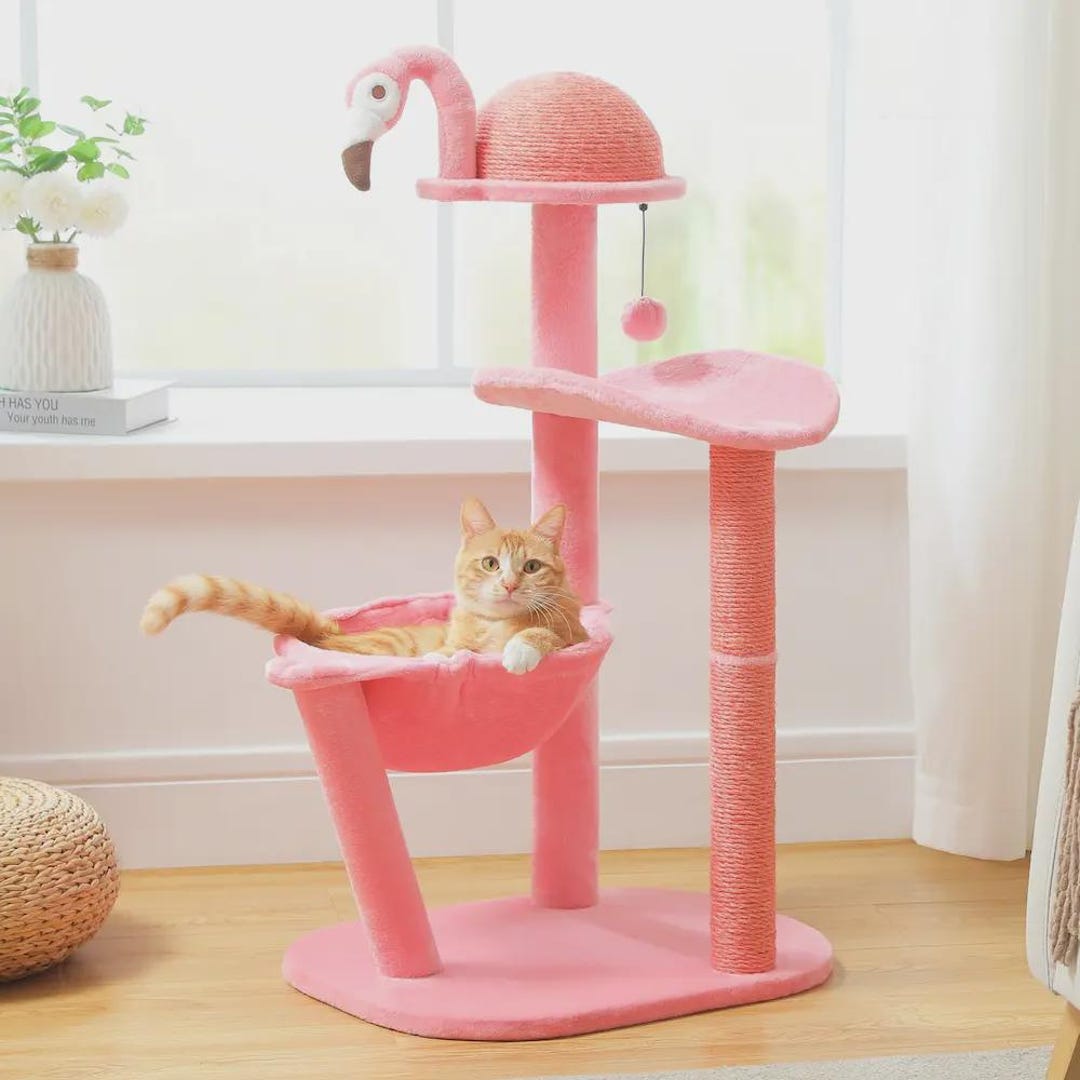 Flamingo Cat Tree – Multi-level Scratching Post | Climbing Tower for ...