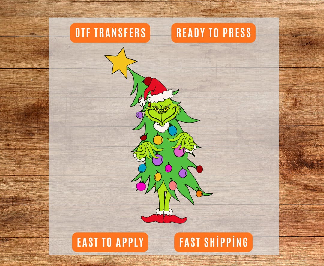Grinch Iron on Transfer Christmas Dtf Transfers - Heat Press Designs - Etsy